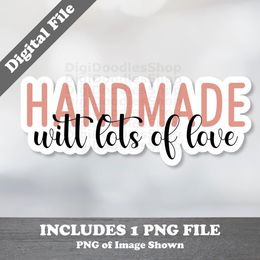 Handmade With Lots of Love PNG Printable Sticker Design | Envelope ...
