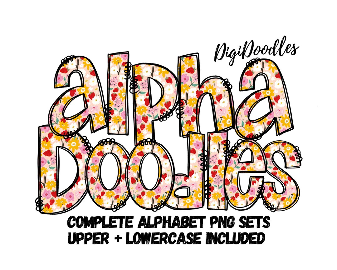 Strawberry Patch Alphabet Letters PNG Bundle, Digital Clipart ...