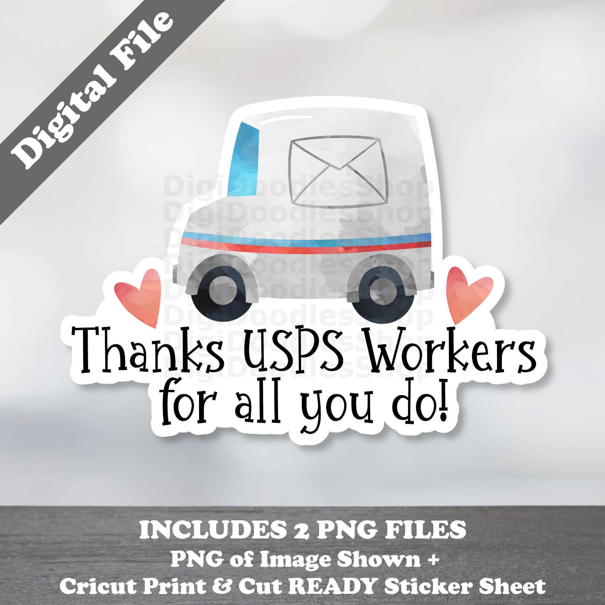 Printable Sticker Design | USPS Thank You PNG File | Cricut Ready ...