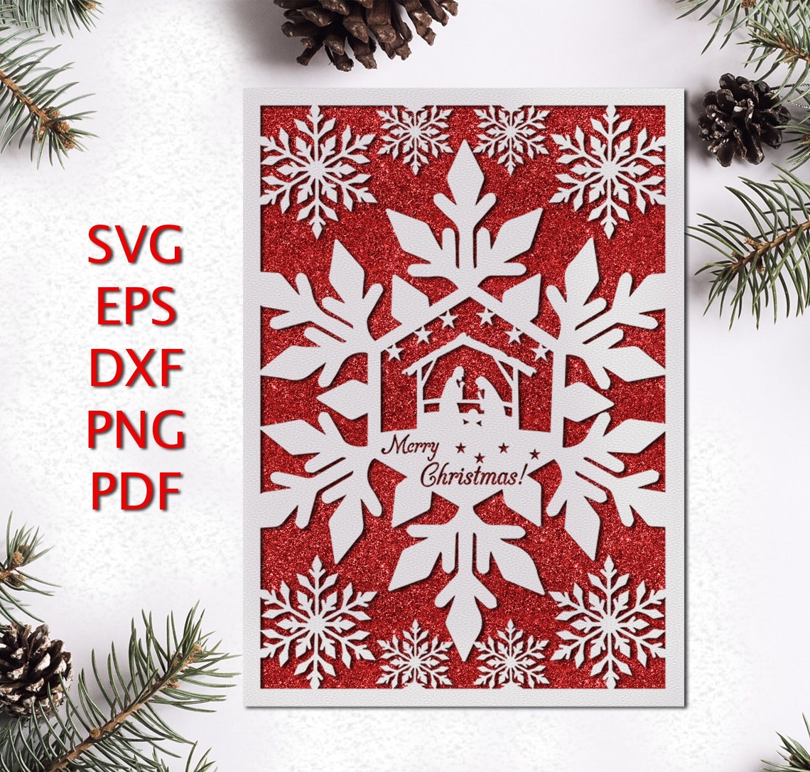 Christmas Card Svg for Cricut Merry Christmas Christmas Card Template ...