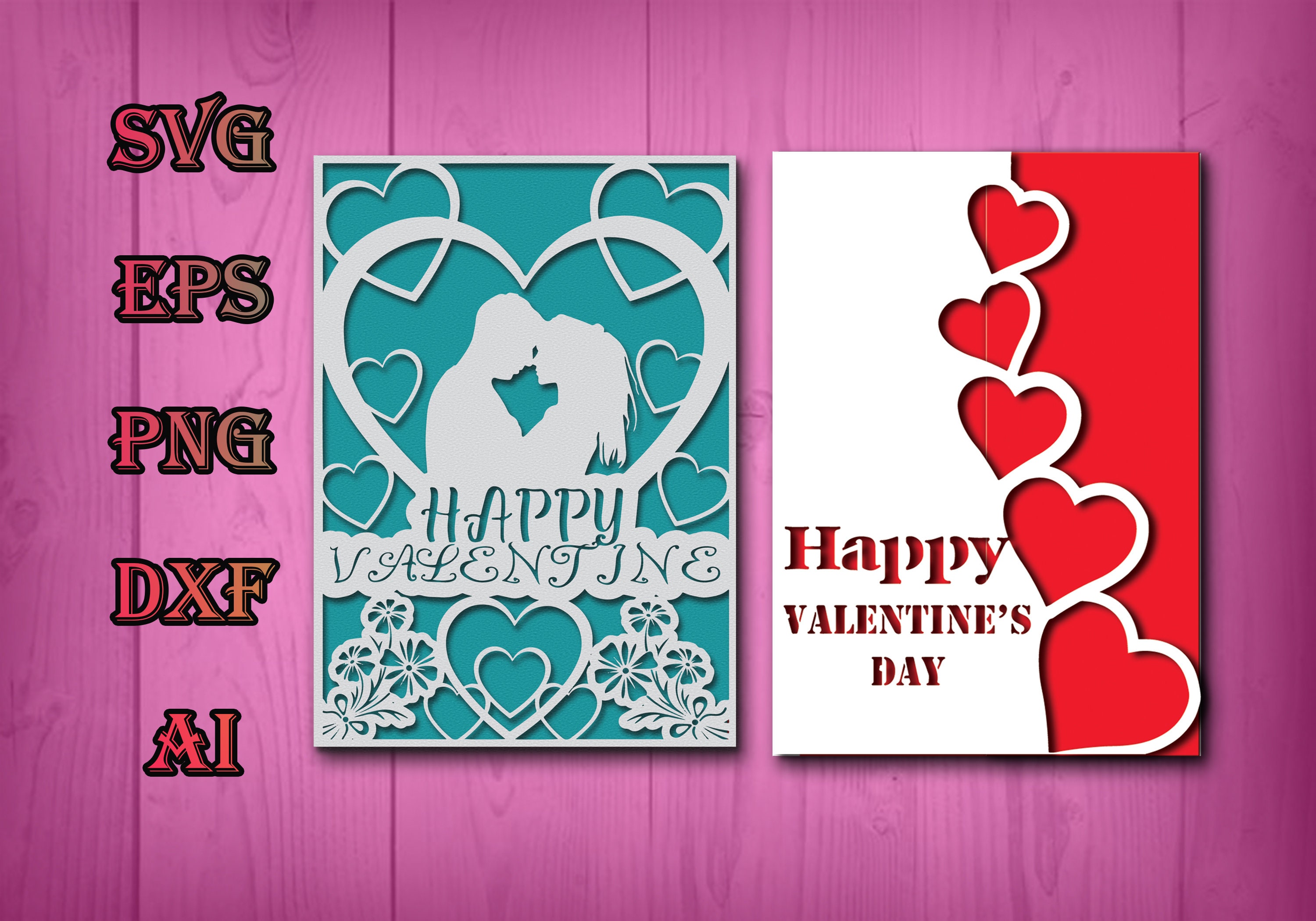 SVG Bundle Valentine Cards Svg Bundle 2 Cards 3D SVG Love SVG Valentine ...