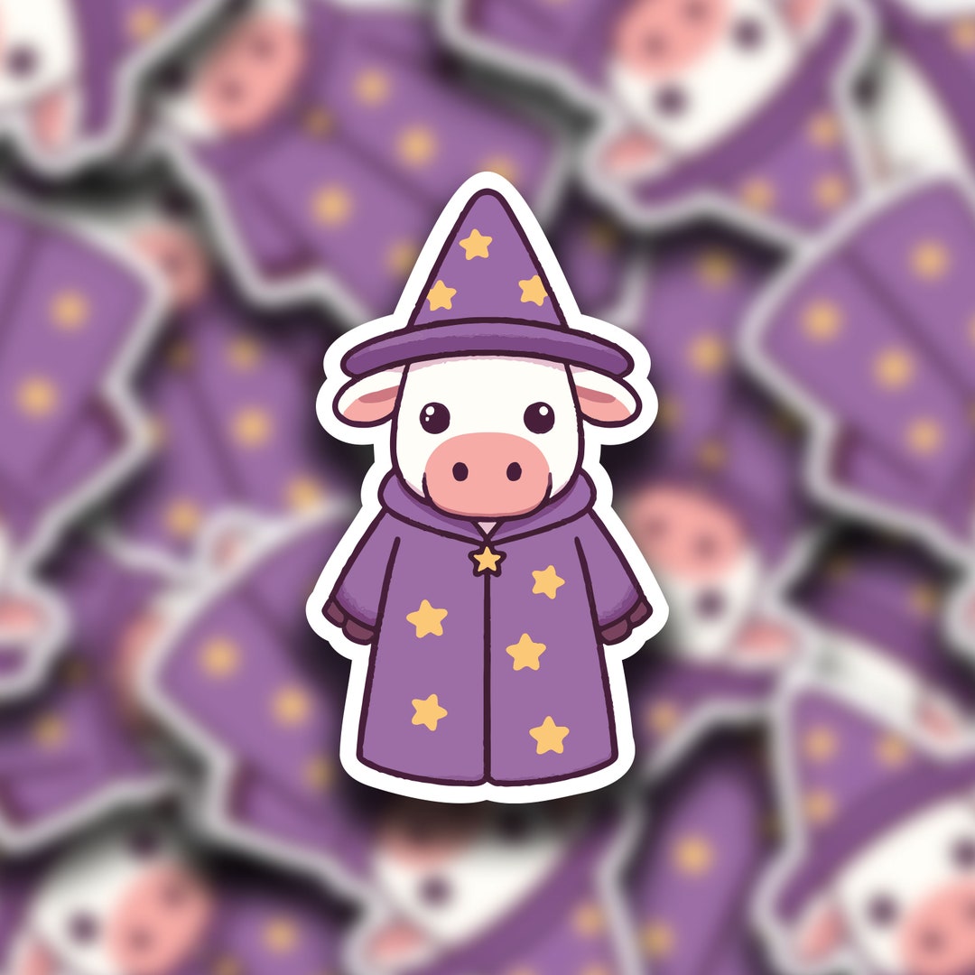Wizard Cow Sticker | Cute Cow Stickers | Laptop Sticker | Water Bottle ...
