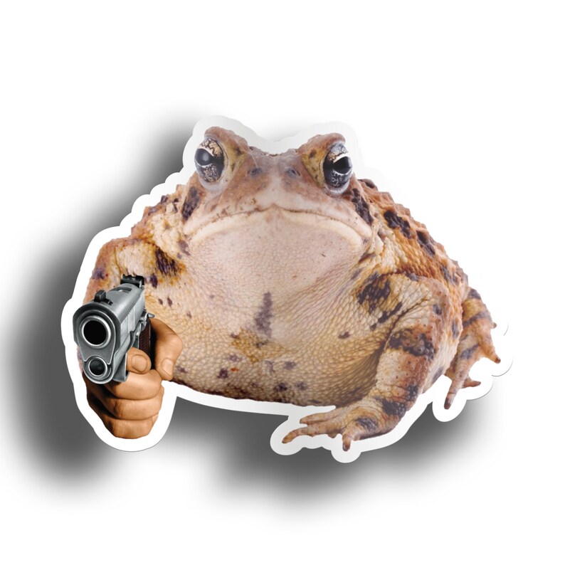 Frog Holding Gun Sticker Meme Stickers Laptop Stickers - Etsy