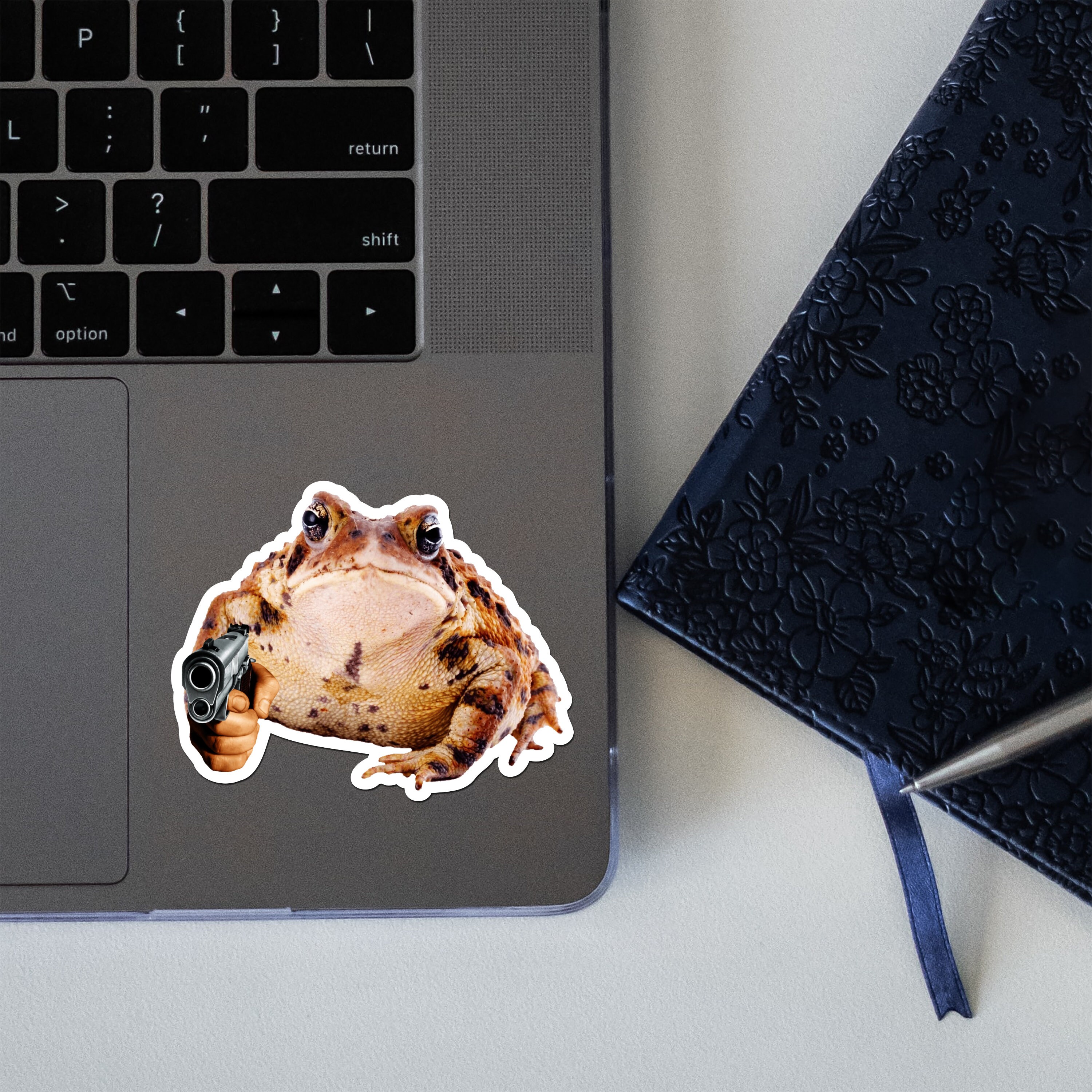 Frog Holding Gun Sticker Meme Stickers Laptop Stickers - Etsy