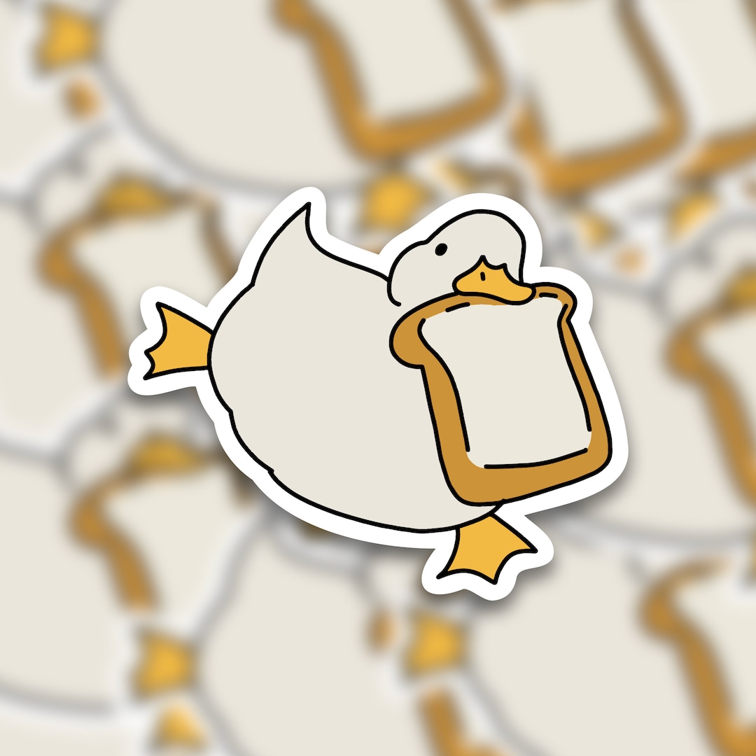 Duck Running Away With Bread Sticker | Laptop Sticker | Water Bottle ...