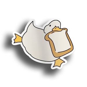 Duck Running Away With Bread Sticker | Laptop Sticker | Water Bottle ...
