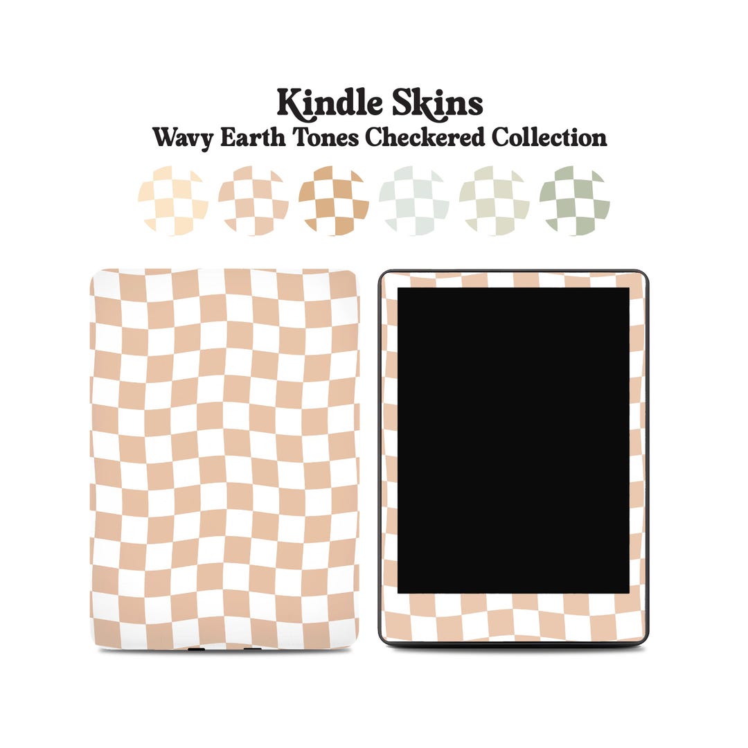 Wavy Checkered Kindle Skins | Soft Earth Tones Kindle Paperwhite Skins ...