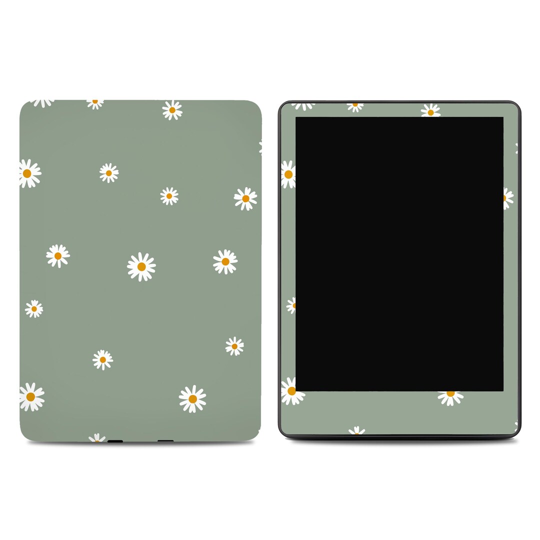 Kindle Skin - Sage Daisy Pattern, Matte Vinyl, Front & Back Wrap - Etsy
