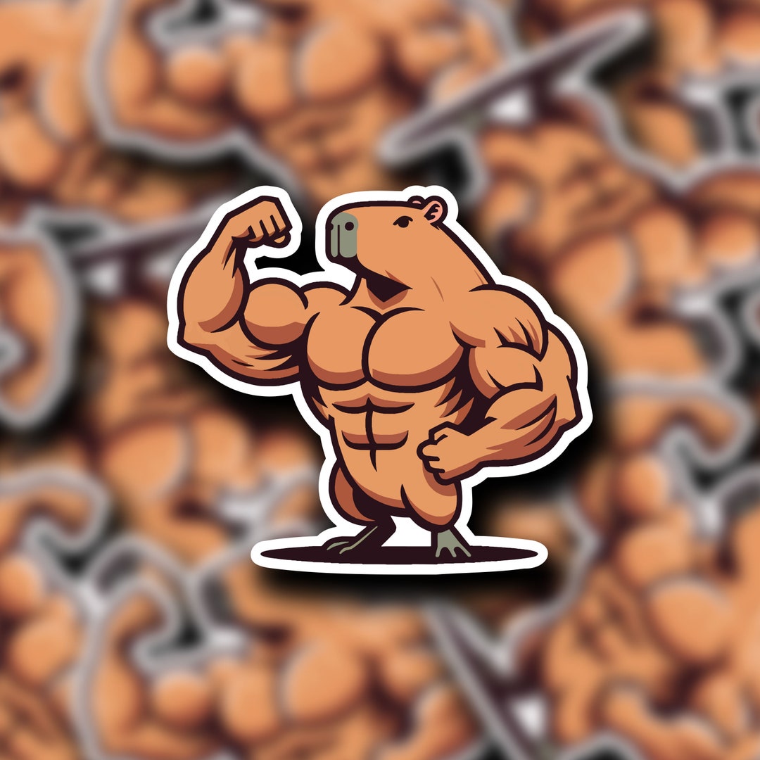 Strong Capybara Vinyl Sticker | Laptop Sticker | Water Bottle Sticker ...