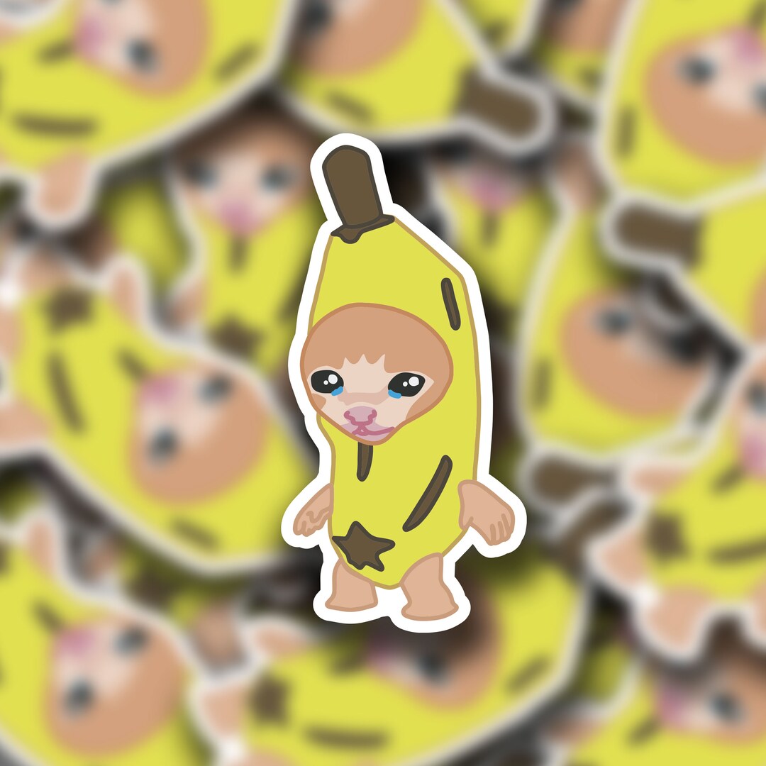 Crying Banana Cat | Laptop Sticker | Water Bottle Sticker | Journal ...