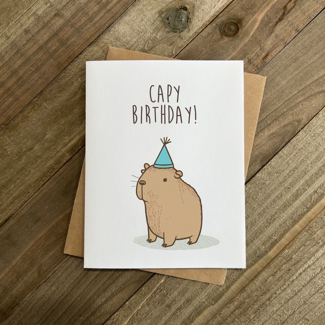 Capybara Happy Birthday Card Birthday Card Punny - Etsy