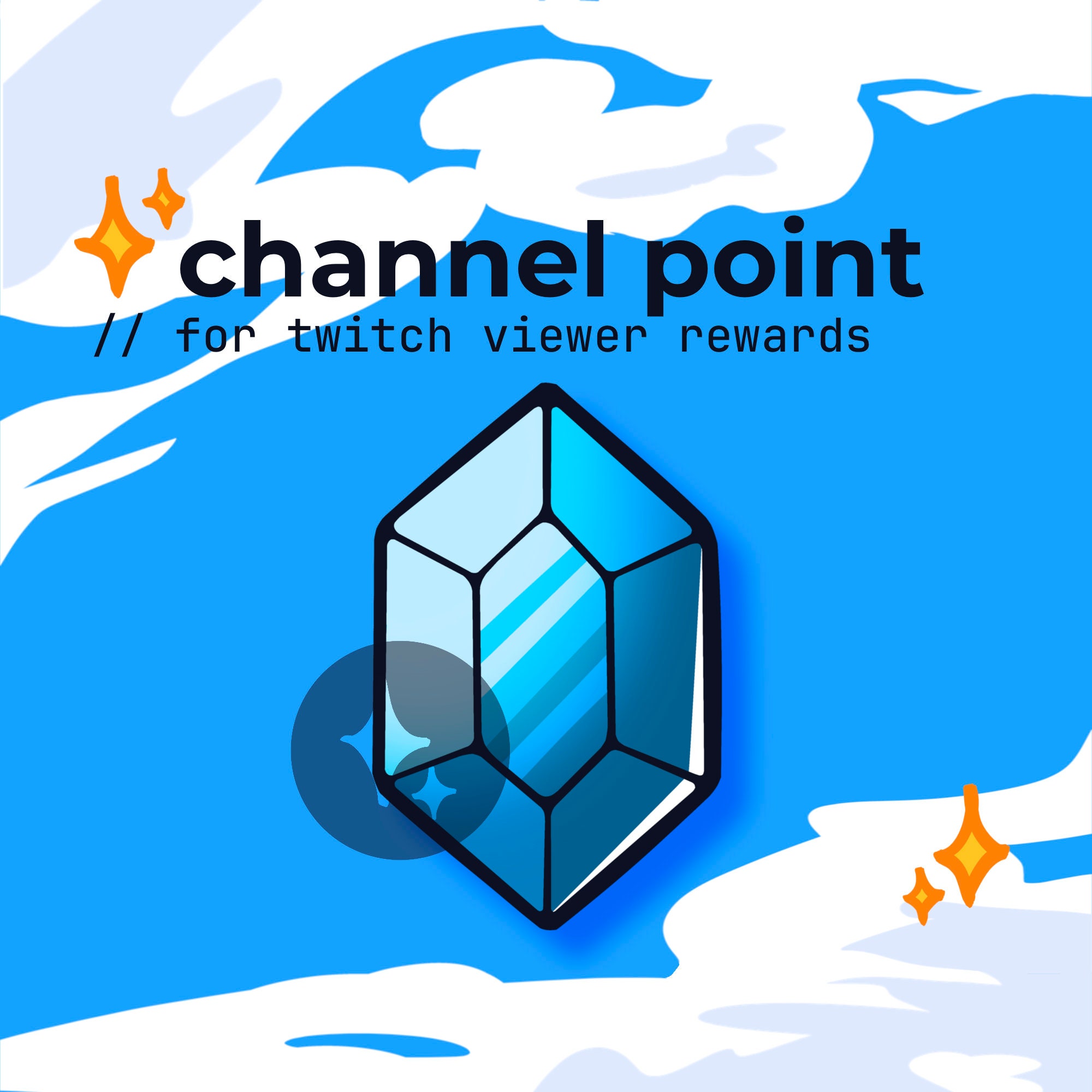 Twitch Channel Point Diamond Crystal Gem // Kawaii Reward Icon, Blue ...