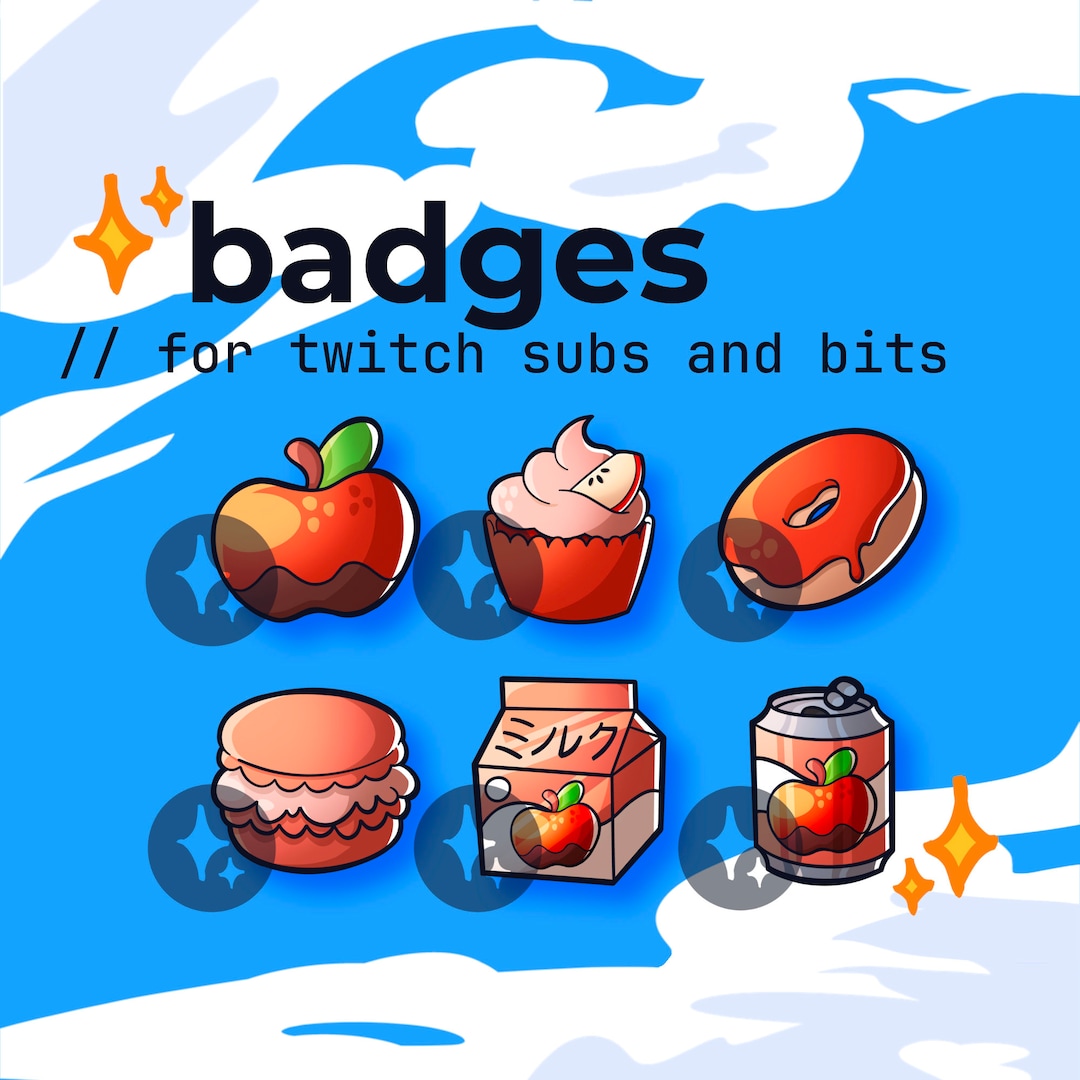 Cottage Core Red Apple Twitch Sub Badges, Fruit Bit Badges Cute, Cafe ...