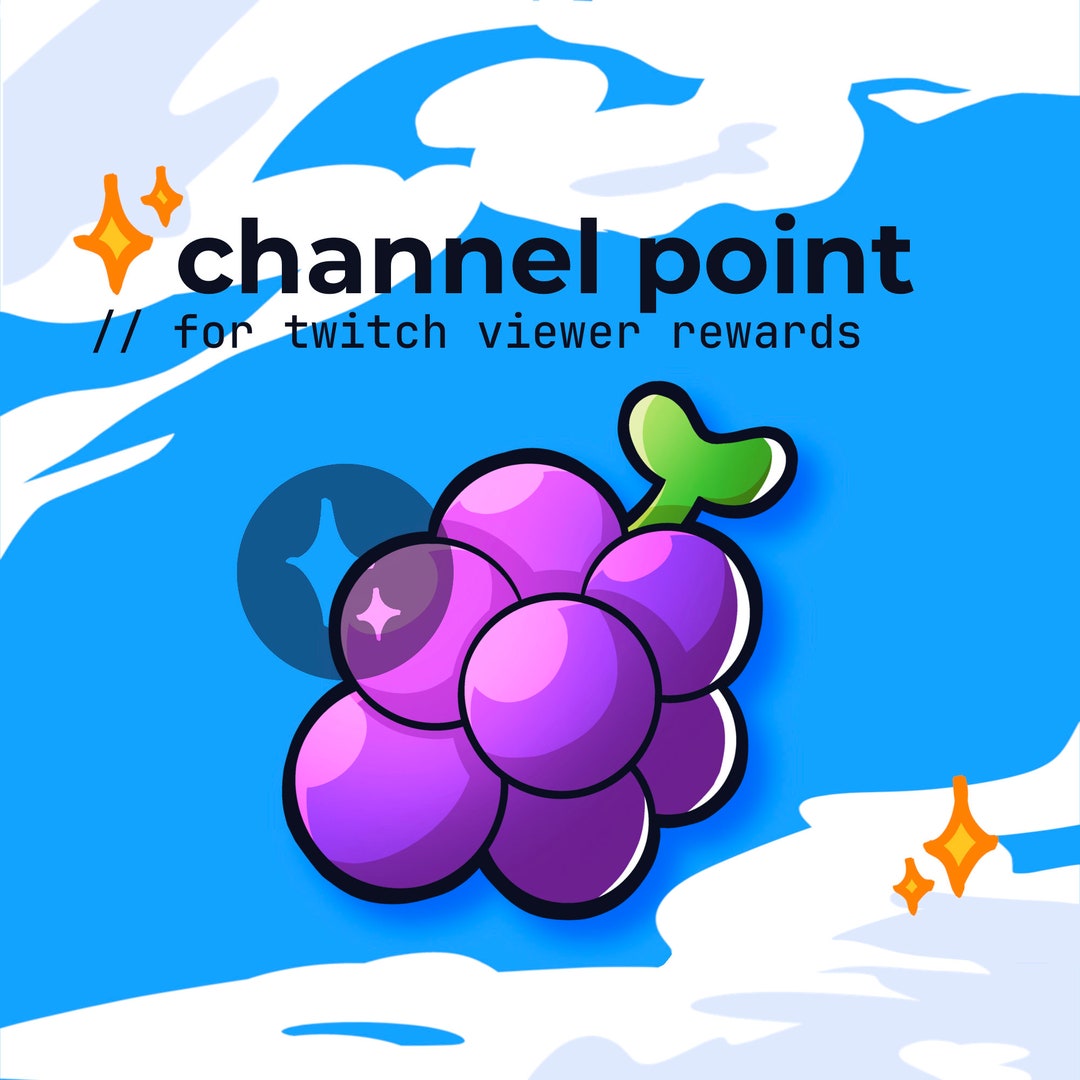 Grape Twitch Channel Point // Kawaii Reward Icon, Purple Emote, Fruit ...