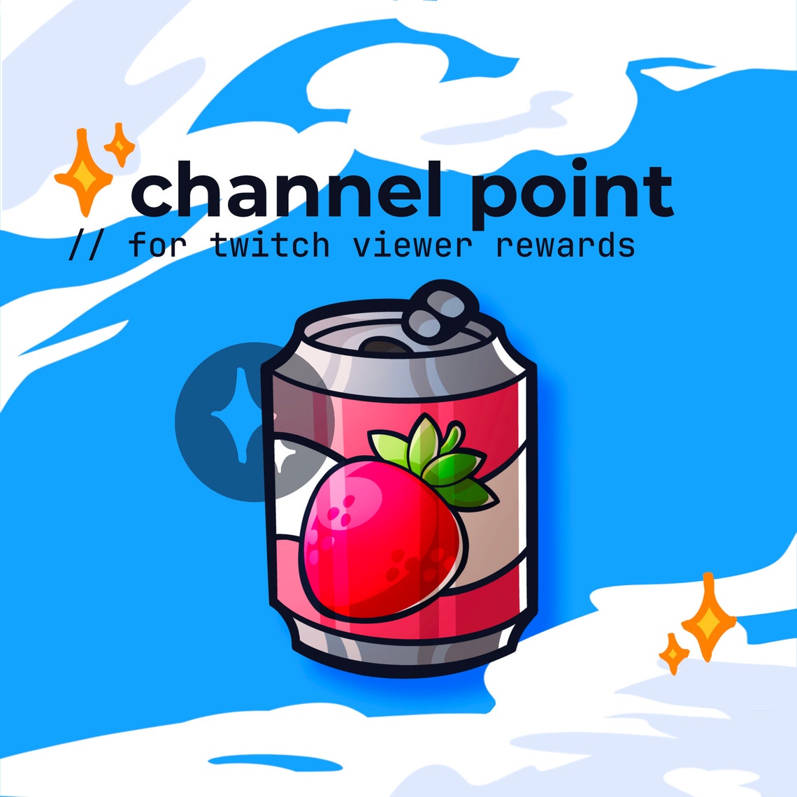 Berry Strawberry Soda Pop Twitch Channel Point // Kawaii Hydrate Emote ...