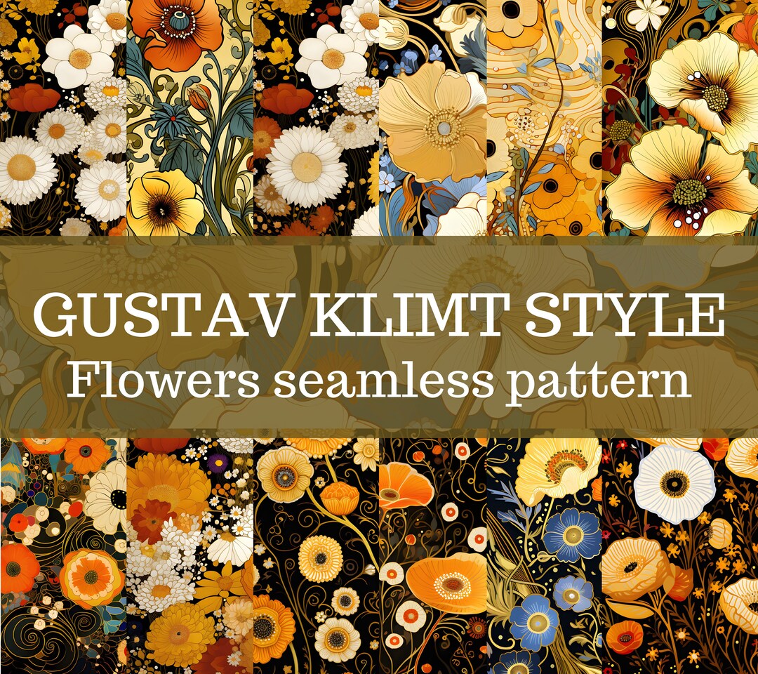 Gustav Klimt Style Flowers SEAMLESS Patterns - Klimt Flowers Digital ...