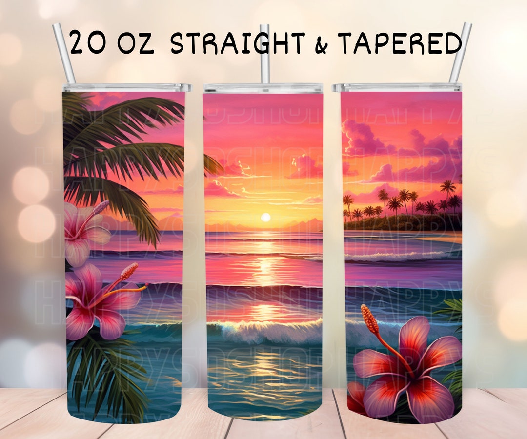 Sunset at the Beach 20 Oz Tumbler Sublimation Design, Sunset ...