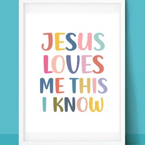 Jesus Loves Me This I Know Bible Wall Art Print L Scripture Wall Art ...