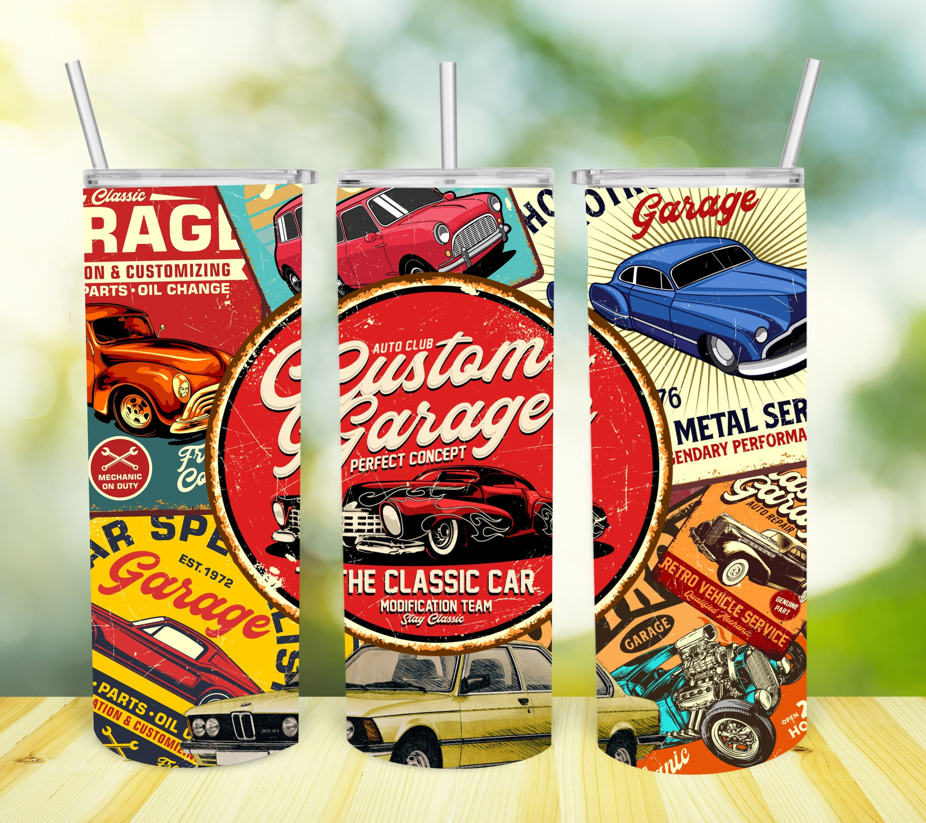 20 Oz Skinny Tumbler Vintage Car Sublimation Design Tumbler - Etsy