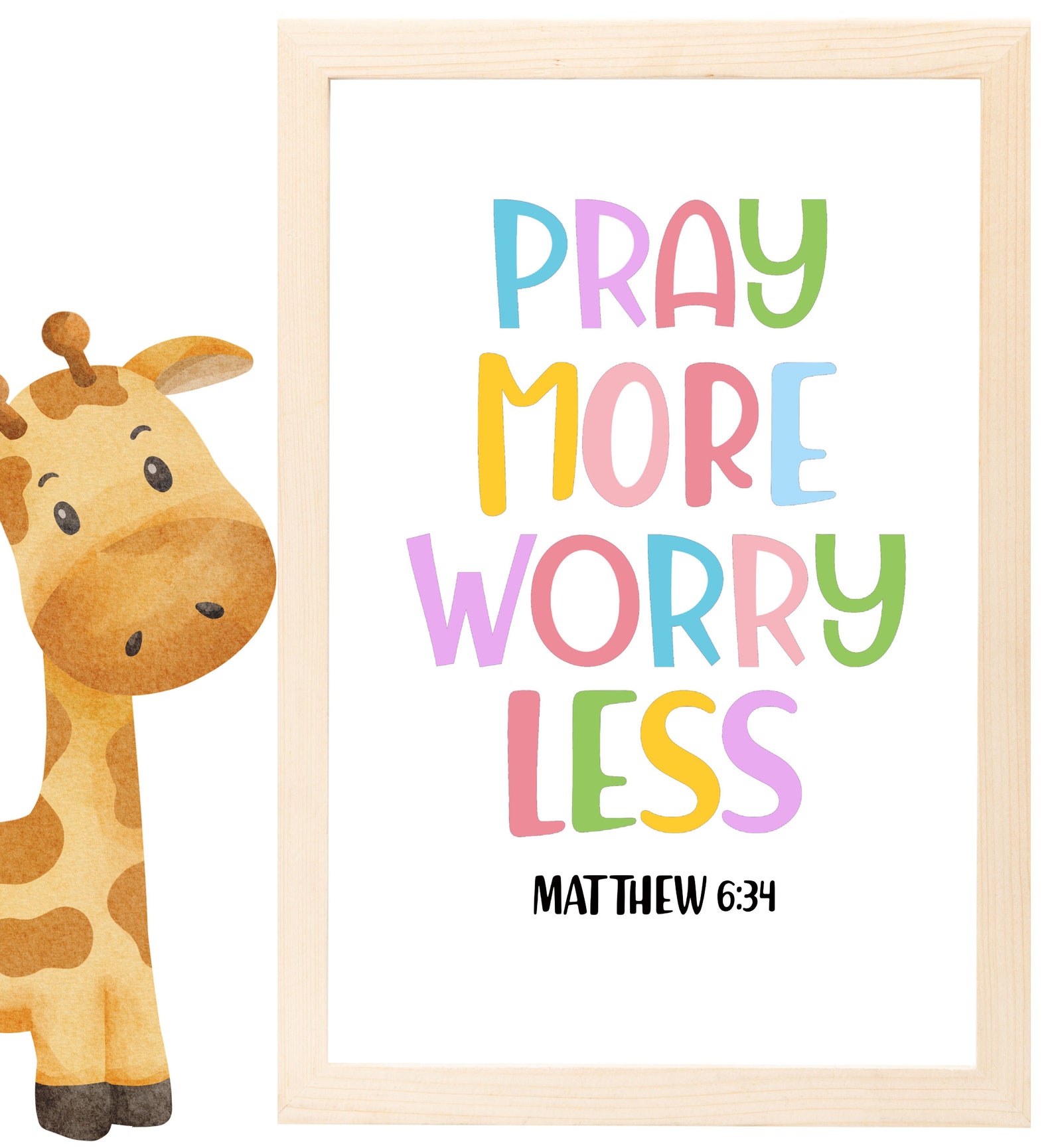 Pray More Worry Less Christian Wall Art Matthew 6:34, Prayer, Bible ...