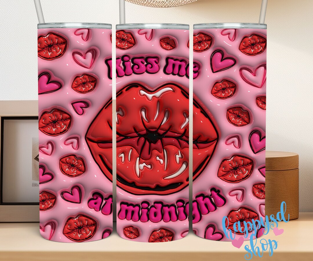Inflated Valentines Day 3D Lips Tumbler Sublimation Design,3d Lipstick ...