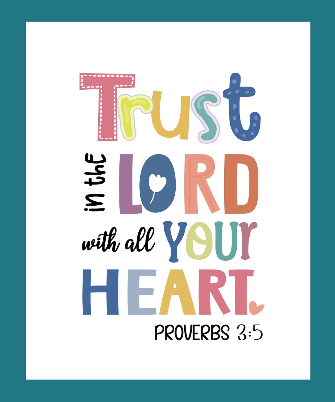 Trust in the Lord With All Your Heart Proverbs 3:5. Christian Wall Art ...