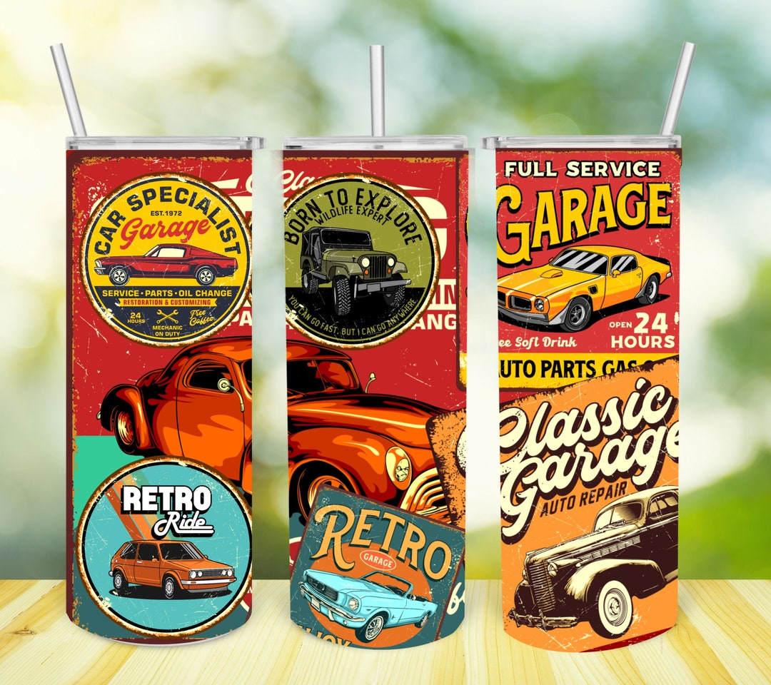 20oz Skinny Tumbler Design Classic Car, Sublimation Design Tumbler Wrap ...