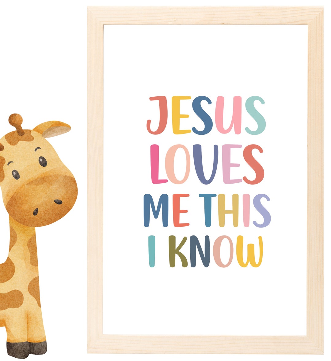 Jesus Loves Me This I Know Bible Wall Art Print L Scripture Wall Art ...