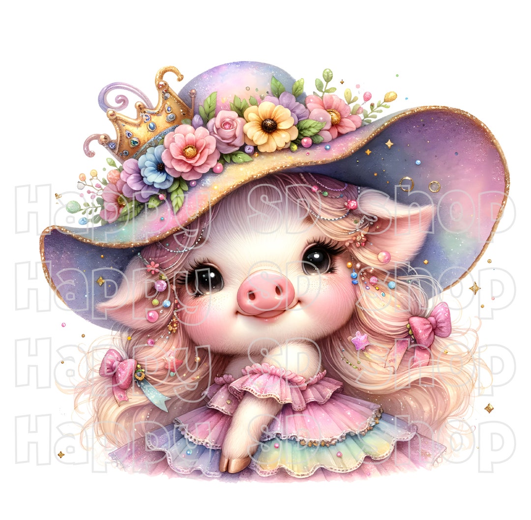 Cute Pig Watercolor Clipart, Piglet Clip Art PNG, 28 Watercolor ...