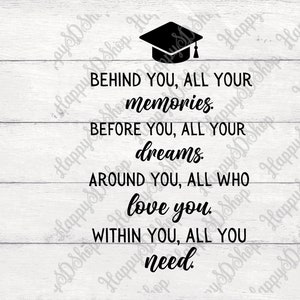 Behind You, All Your Memories SVG, Graduation SVG, Graduate Quote, Cricut File - Etsy