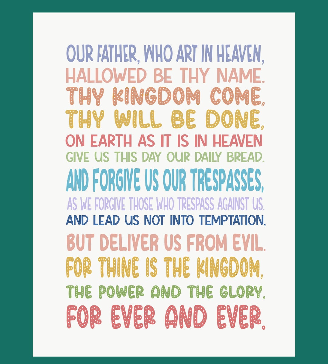 The Lord's Prayer Wall Art, Sunday Bible School Learning, Christian ...