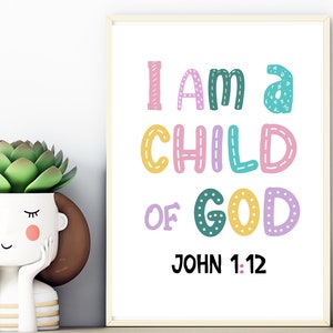 I Am a Child of God, Christian Wall Art Sunday School Nursery Decor ...