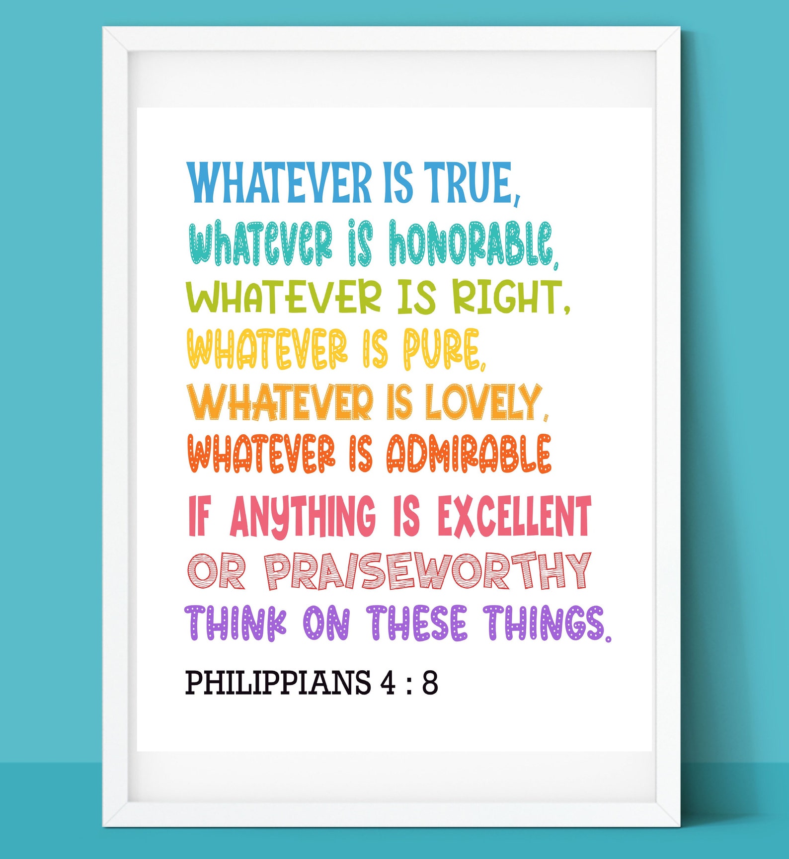 Philippians 4:8 Bible Quote Poster Wall Art, Whatever is True ...