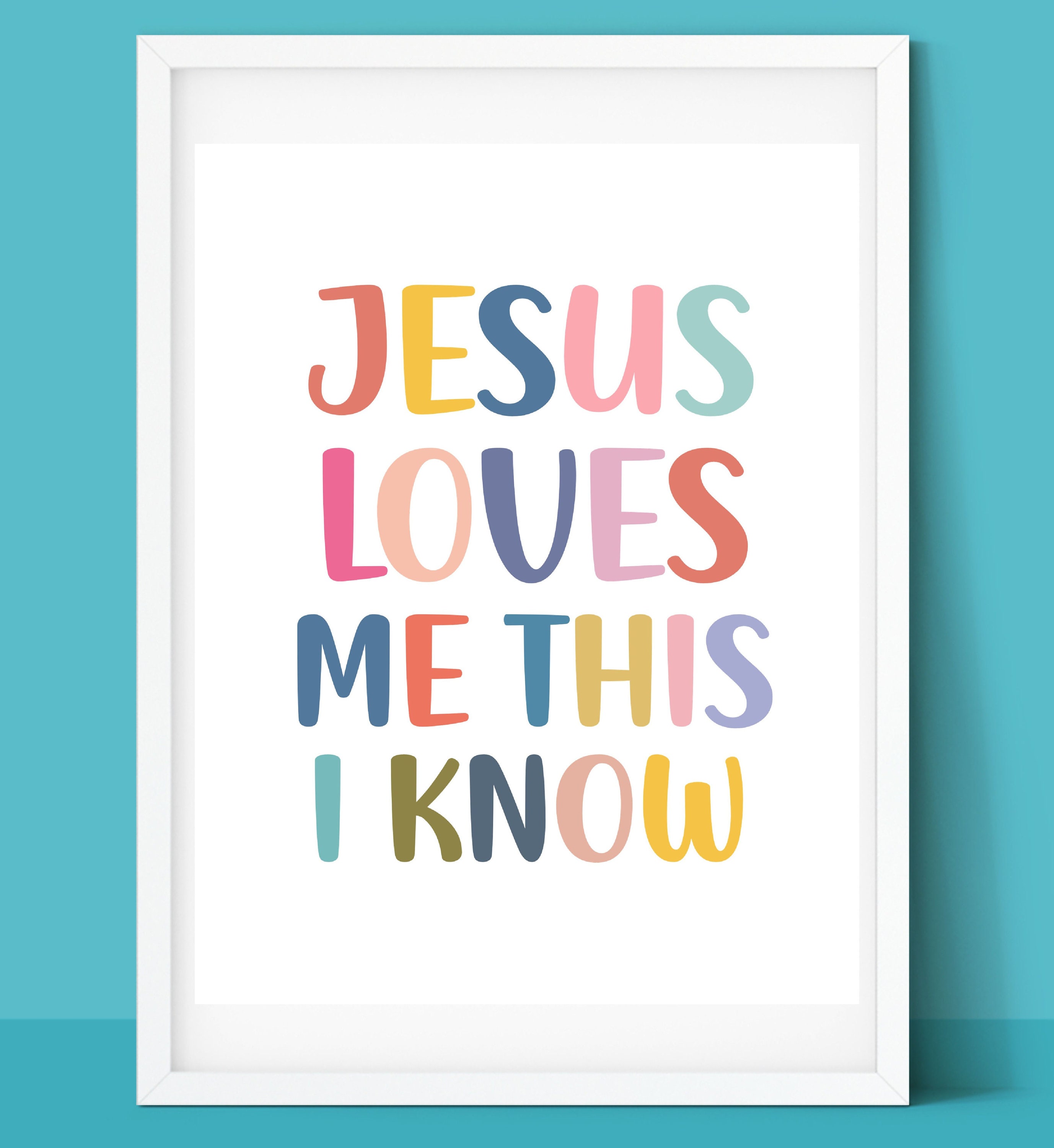 Jesus Loves Me This I Know Bible Wall Art Print L Scripture Wall Art ...