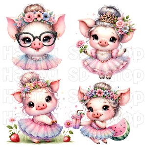 Cute Pig Watercolor Clipart, Piglet Clip Art PNG, 28 Watercolor ...
