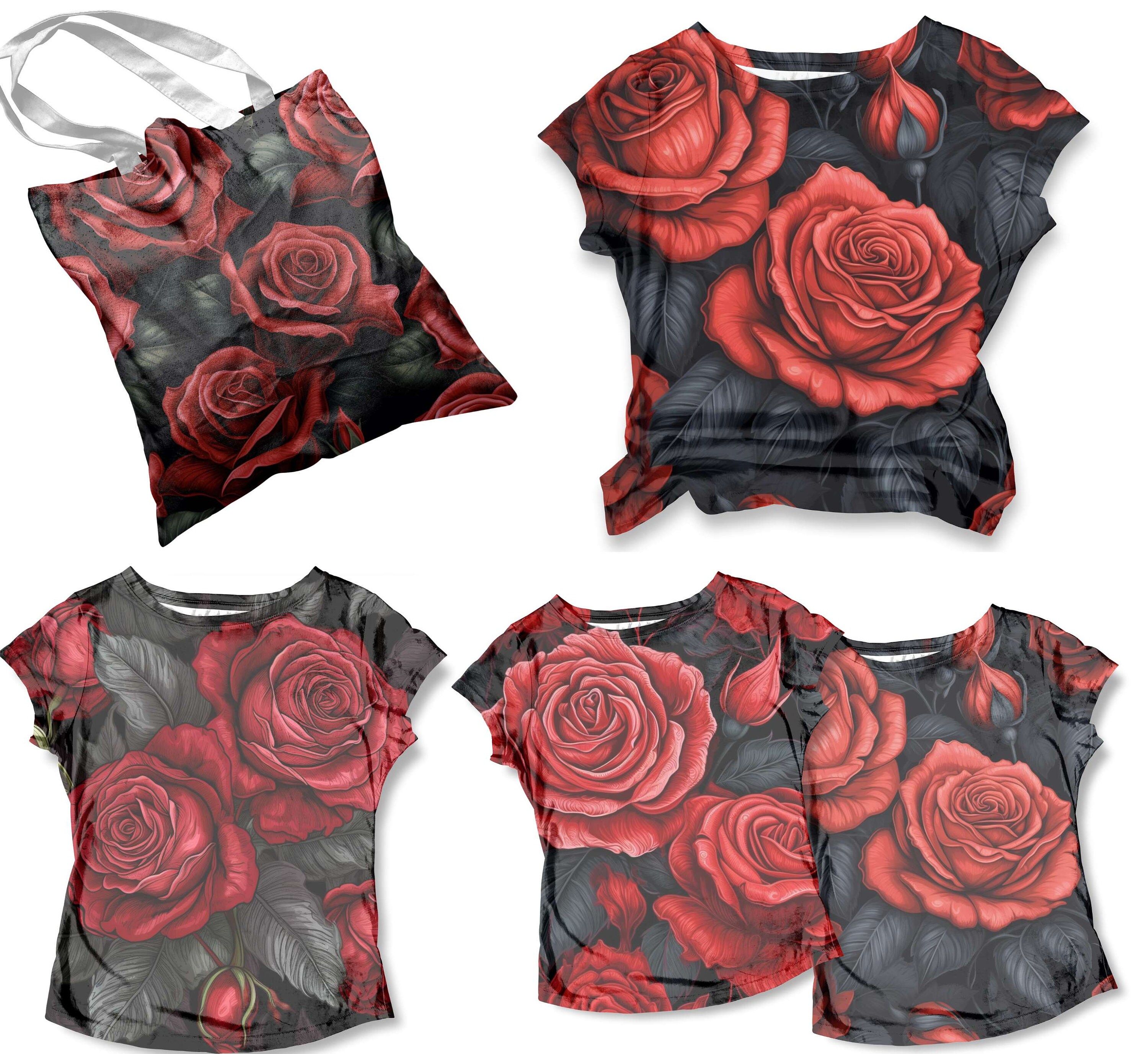 8 Red Rose Seamless Patterns Digital Download Floral - Etsy