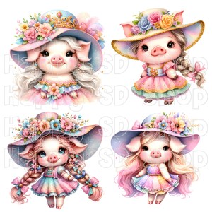 Cute Pig Watercolor Clipart, Piglet Clip Art PNG, 28 Watercolor ...