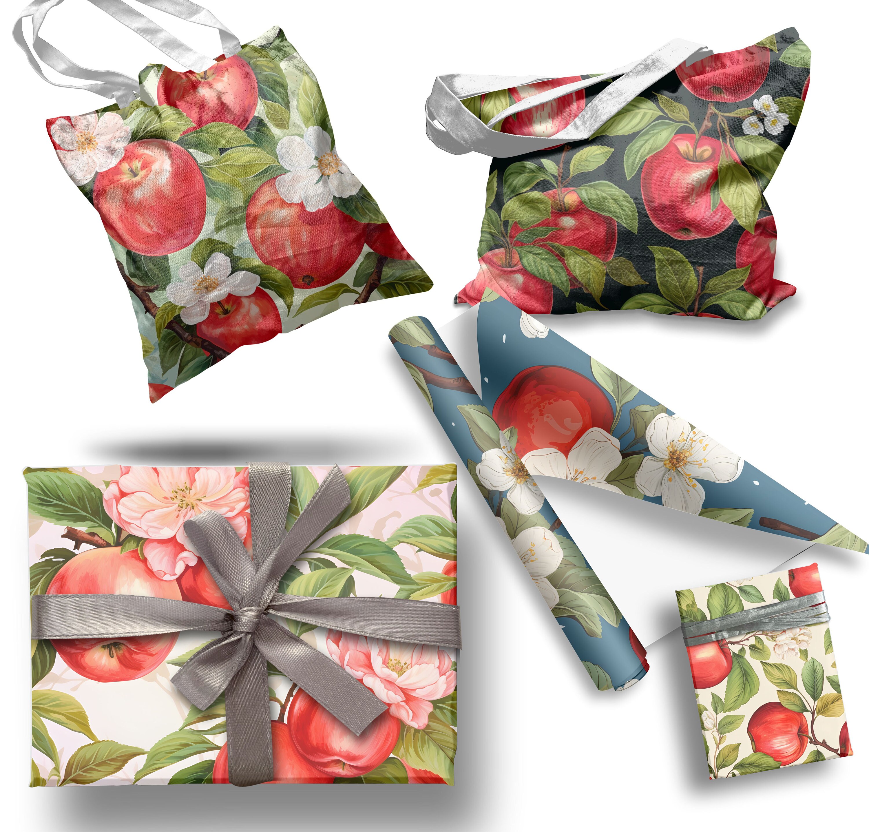 Apple Seamless Pattern Fruits Digital Paper, Apple Background, Digital ...