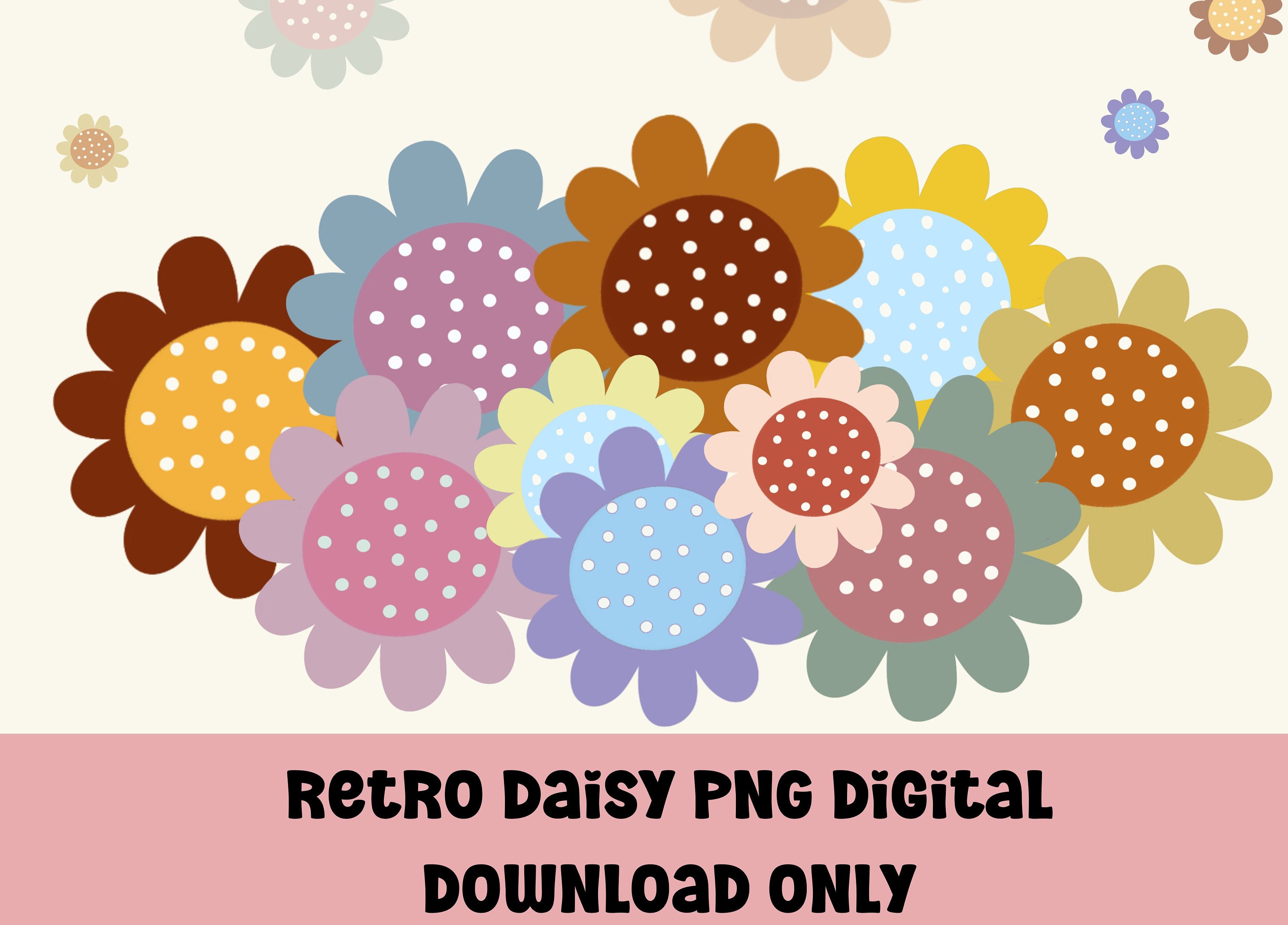 Retro Daisy PNG, Flower Png, Clipart Cut File for Cricut, Vector Cut ...