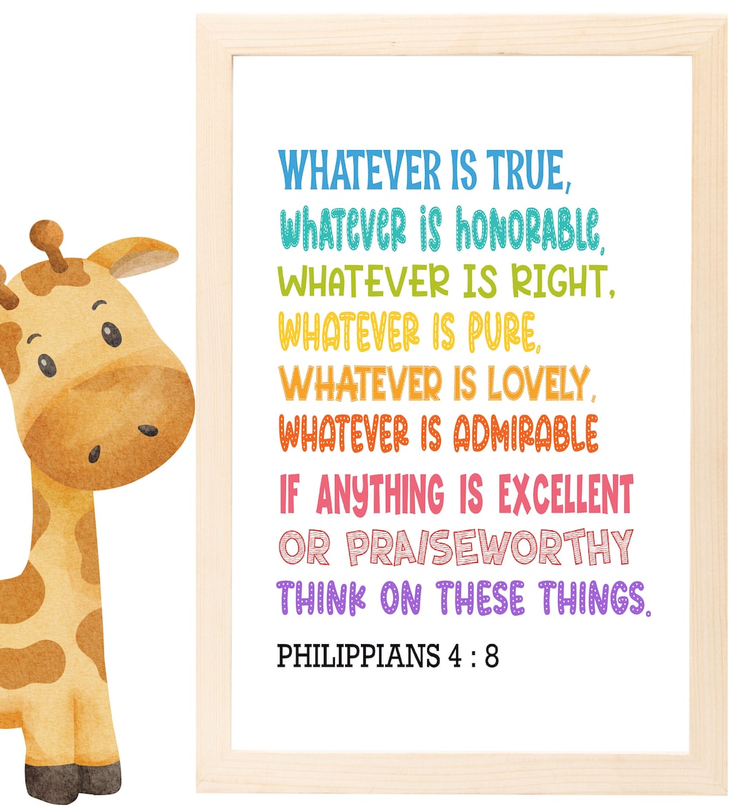 Philippians 4:8 Bible Quote Poster Wall Art, Whatever is True ...