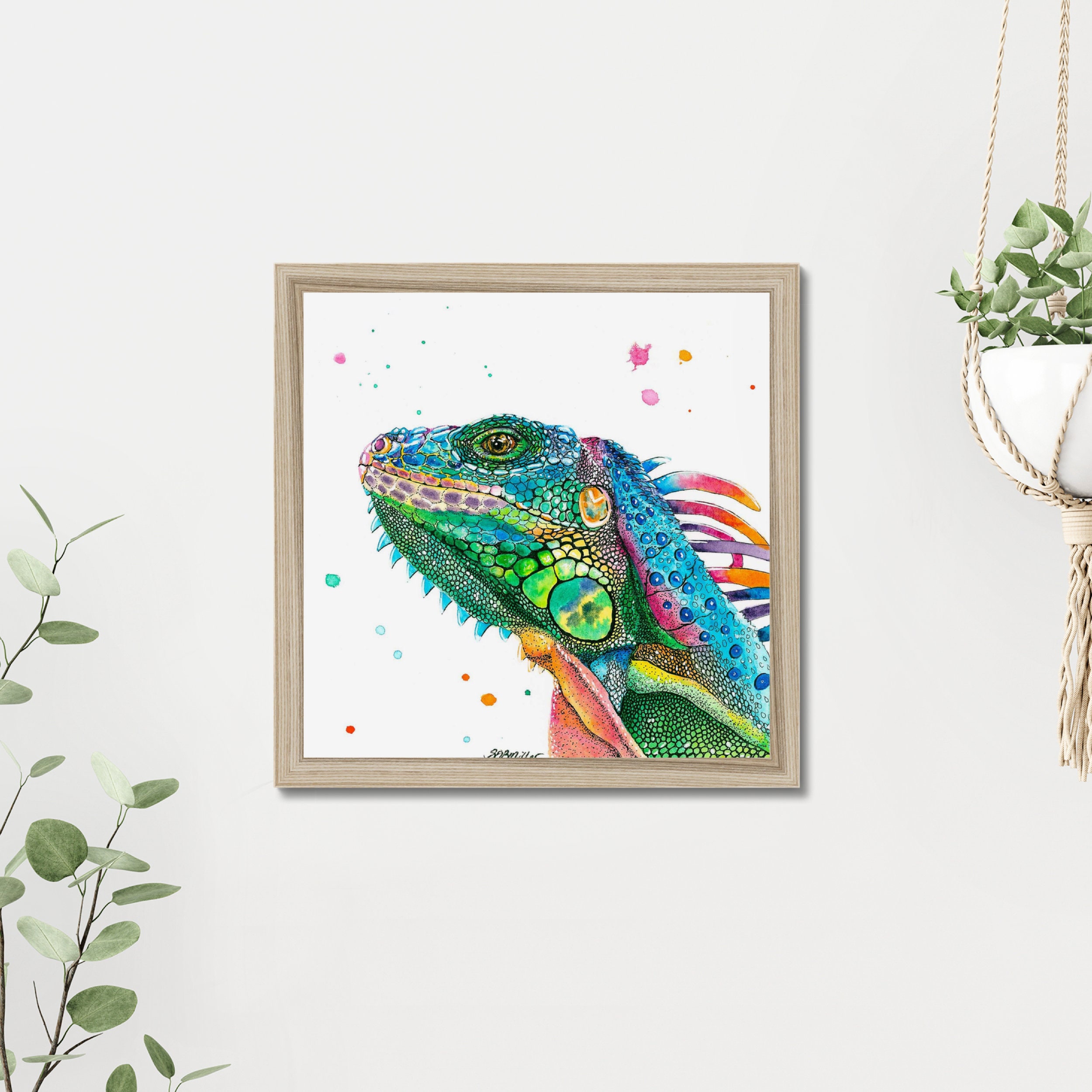 Lizard Watercolour Print Iguana Wall Art Reptile Illustration - Etsy