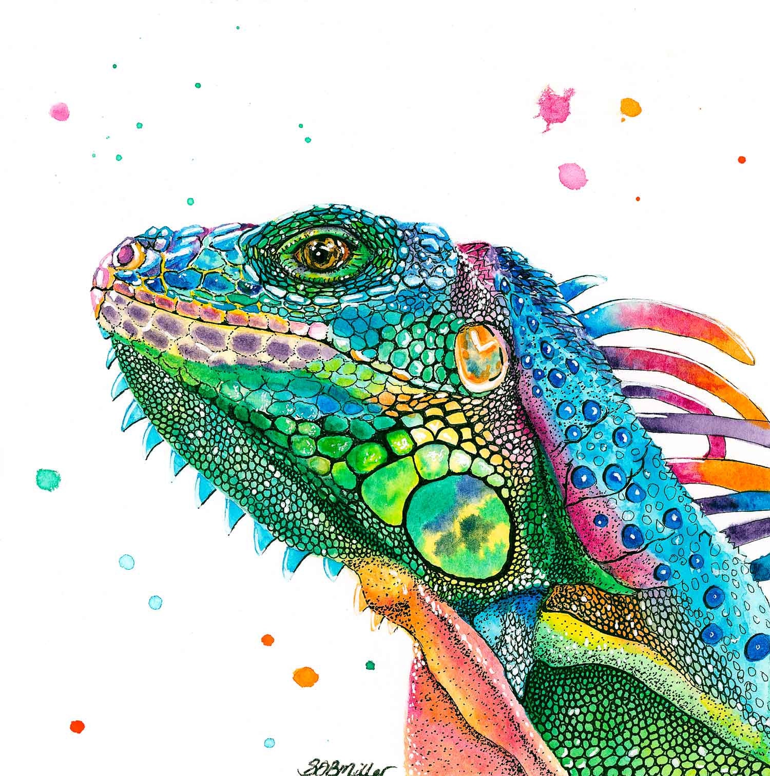 Lizard Watercolour Print Iguana Wall Art Reptile Illustration - Etsy