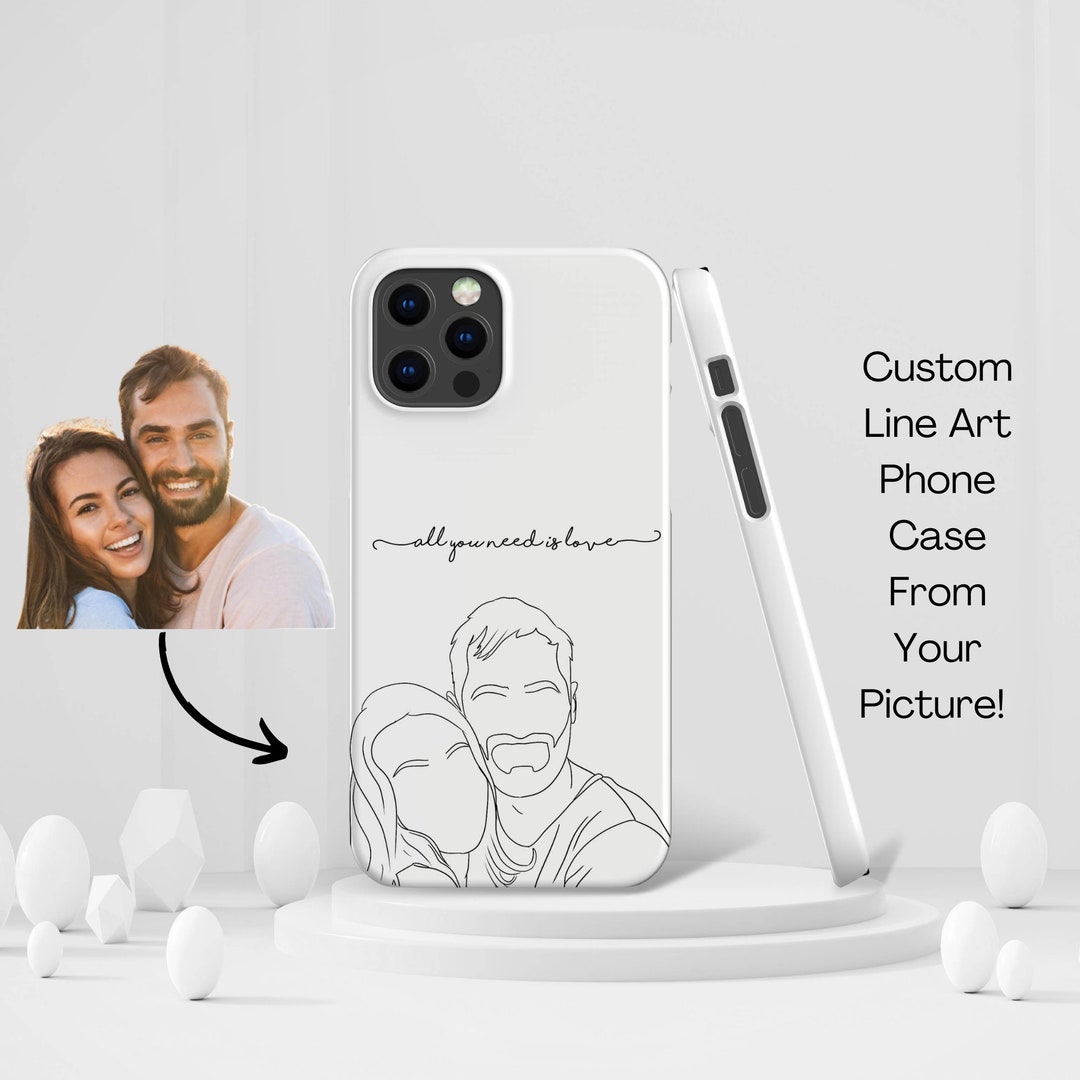 Custom Line Art From Picture Phone Case iPhone 14 13 12 11 Pro Max Mini ...