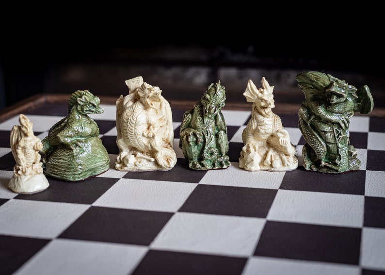 Made to Order Chess Set Dragons Design in a Jade and Stone - Etsy