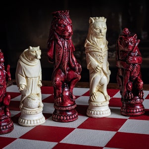 Made to Order – Chess Set, Reynard the Fox Design in a Stone and Aged ...