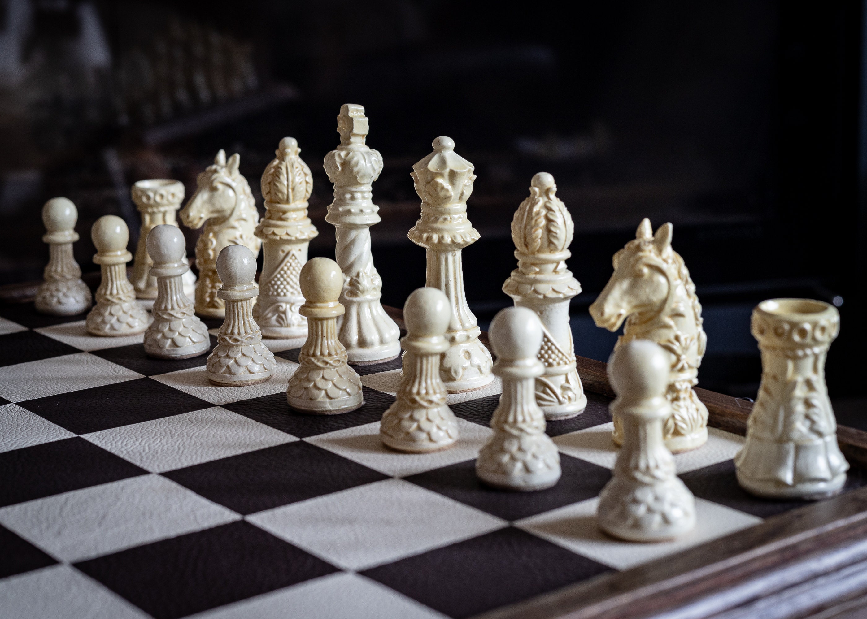 Made to Order Chess Set Ornate Staunton Design in Stone and - Etsy