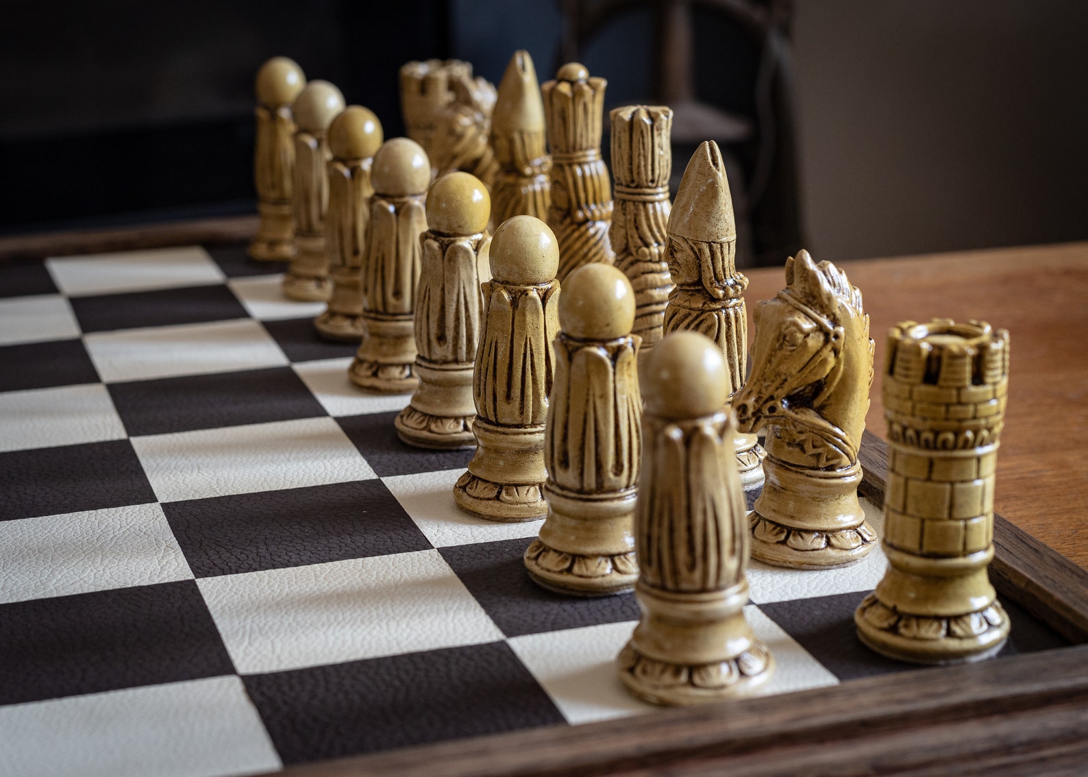 Made to Order Chess Set Victorian Design in Aged Cream and - Etsy