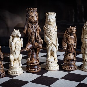 Made to Order – Chess Set, Reynard the Fox Design in a Stone and Walnut ...