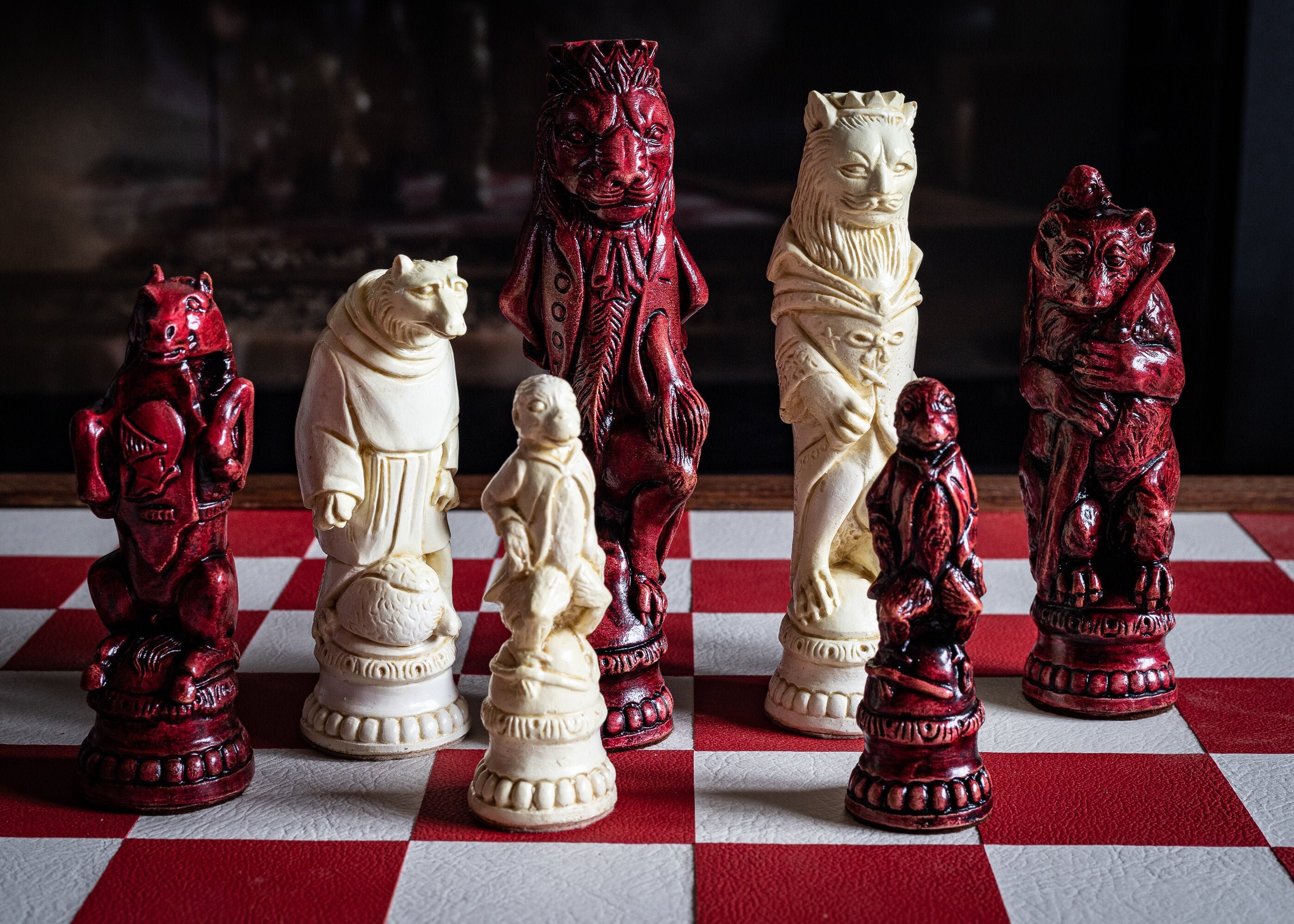Made to Order – Chess Set, Reynard the Fox Design in a Stone and Aged ...