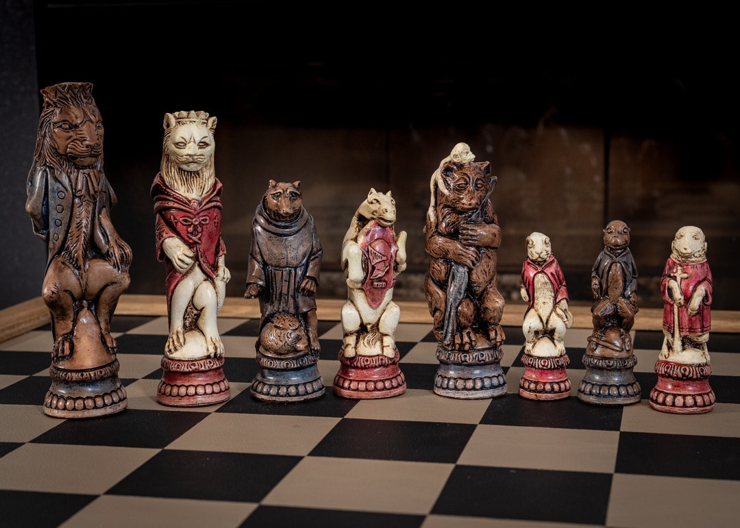 Made to Order – Chess Set, Reynard the Fox Design in Aged Ivory, With ...